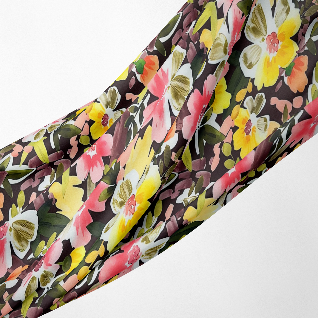 Wild Flowers Silk - Premium Silk Fabric for Mukhawar UAE